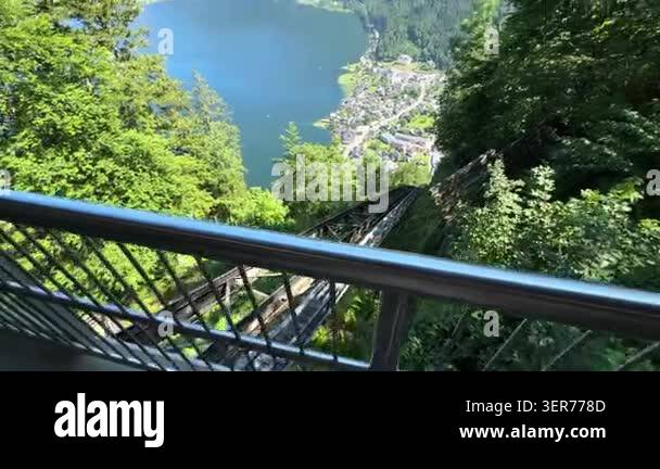 Scenic view of an Austrian lake and surrounding mountains from an ...