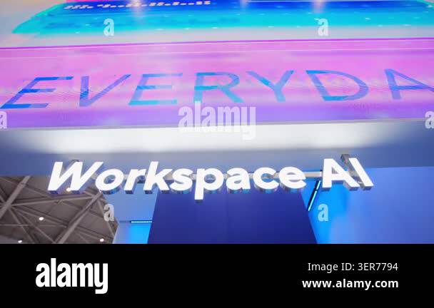Taipei, Taiwan-23 May, 2025: Colorful technology displaying Workspace ...