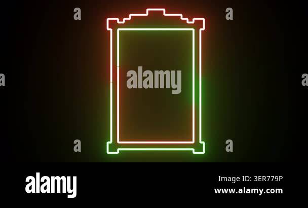 Futuristic Neon Battery Frame with Green and Red Glow, Digital Energy ...