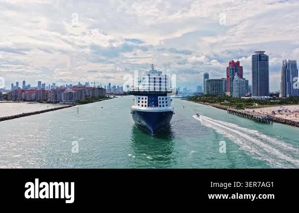 Cruise ship voyage. Aerial view of cruise in summer vacation. Cruise ...