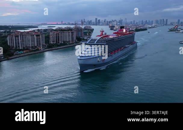 Miami, Florida, USA - July 11, 2025: Virgin Voyages cruise line. Cruise ...