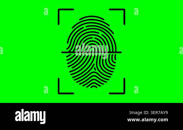 biometric fingerprint scanner animation with a red flashing alert light ...
