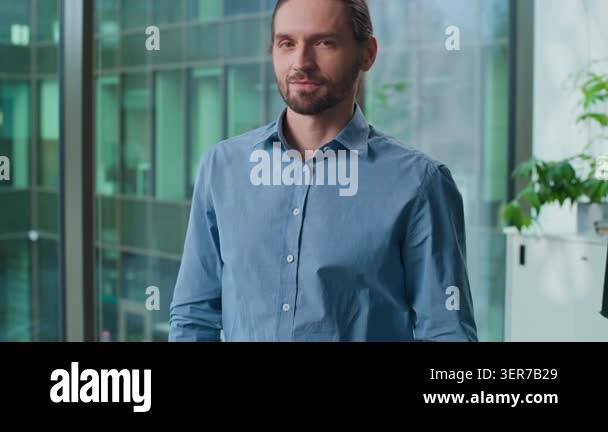 Caucasian business man posing confident with crossed hands smiling ...