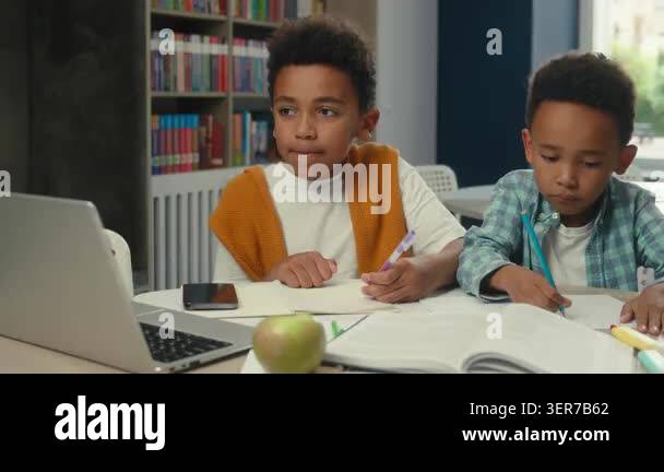 Little boys African American kids siblings pupils students children at ...