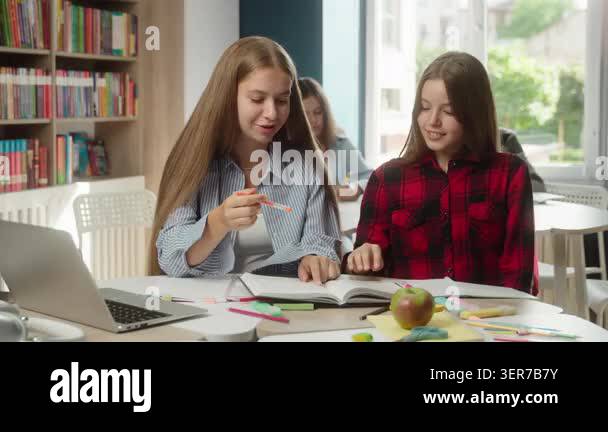 High school education two friends classmates schoolgirls women girls ...