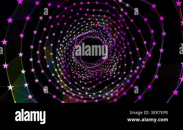 Abstract Colorful Particle Star Tunnel on Black Video Background Stock ...
