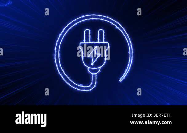 Charging station icon with electrical energy glow, Charging point ...