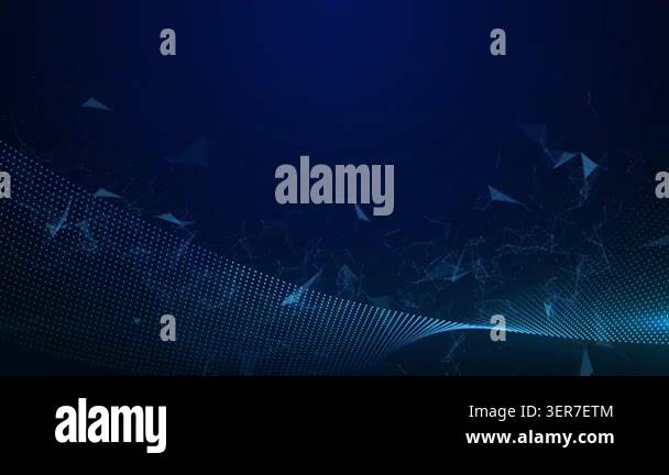Blue Color Particles Wave Flowing, Digital Cyberspace Futuristic Video ...