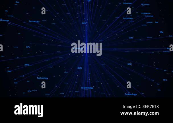 Digital futuristic tunnel blue radiating center Video Animated ...
