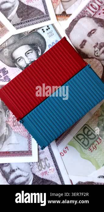 Cargo containers on the Cuba flag as a conceptual backdrop for goods ...
