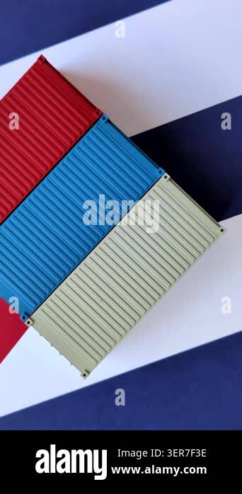 Cargo containers on the Cuba flag as a conceptual backdrop for goods ...