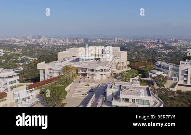 Getty Center modern museum architecture with Los Angeles skyline ...