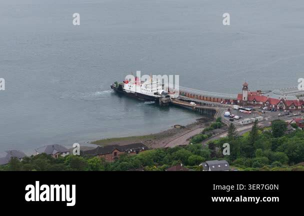 Wemyss bay, Scotland 16th of June 2026. Aerial view of a car ferry ...