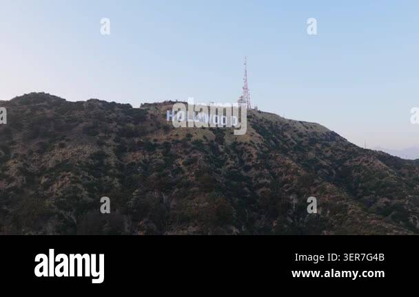 Famous Hollywood Sign in Los Angeles, California landmark standing on ...