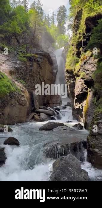 Rosenlauifall waterfall on the alpine stream Reichenbach, Switzerland ...