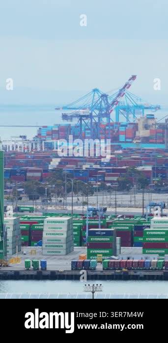 Port of Los Angeles showing massive cranes, cargo containers, shipping ...