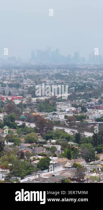 Los Angeles metropolitan cityscape showing suburban residential ...