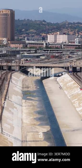 Urban Los Angeles landscape showing rail yard infrastructure, Los ...