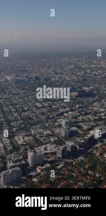 Metropolis from height. Aerial panoramic footage of town development in ...