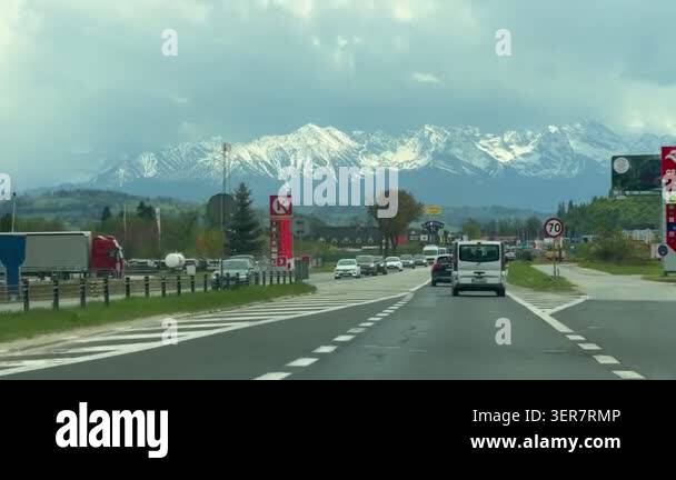 May 14, 2026, Nowy Targ, Poland. Heavy traffic near Orlen and Circle K ...
