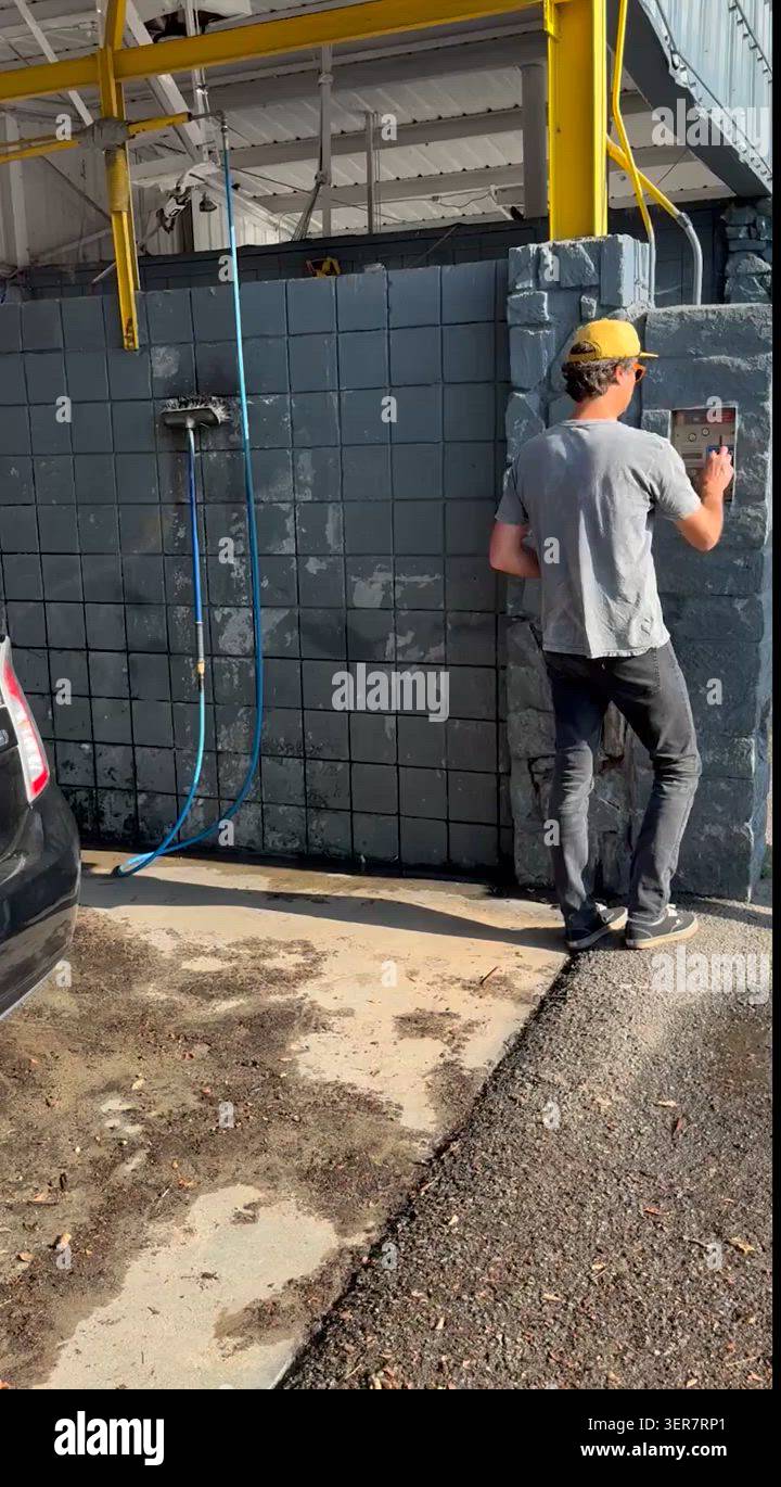 Man Washing Car on Sunny Day Stock Video Footage - Alamy