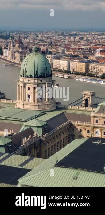 Vertical Panoramic View of Budapest Cityscape with Historic Palace Dome ...