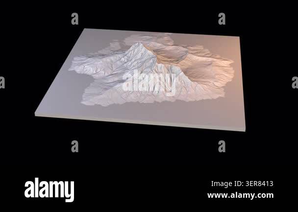Topographical 3D map of a mountain isolated on a single plane - UI VFX ...