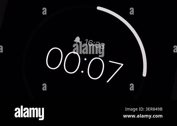 Digital countdown timer decreases from eight seconds to zero with ...