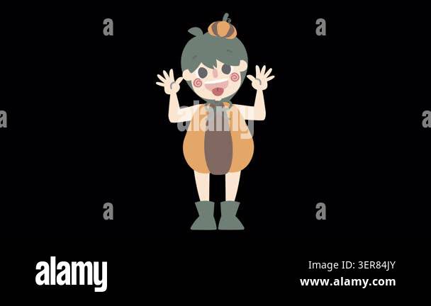 animated video happy halloween holiday festival with boy wearing ...