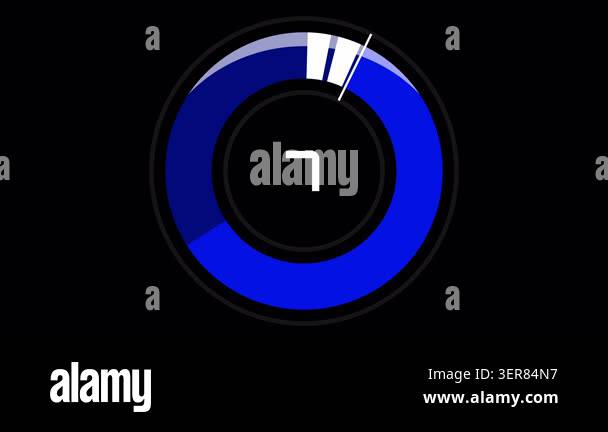 Blue circular progress bar with number 35 representing a digital timer ...