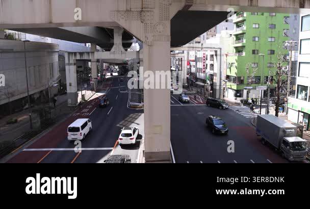 A cityscape of traffic jam at the downtown street in Ikejiri Tokyo ...