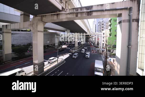 A cityscape of traffic jam at the downtown street in Ikejiri Tokyo ...
