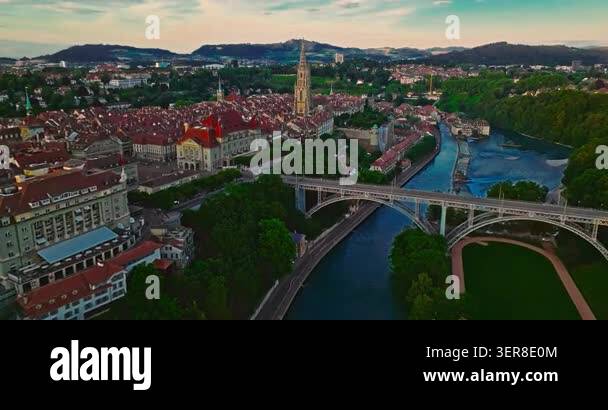 Aerial view over the city of Bern the capital city of Switzerland the ...