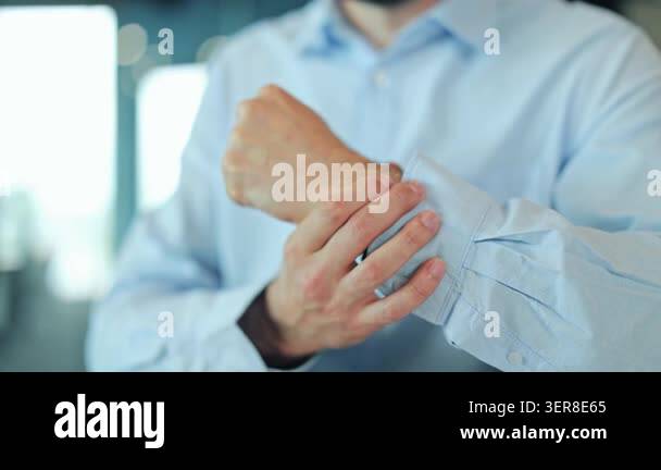 Close up of tired corporate manager or IT specialist suffering from ...