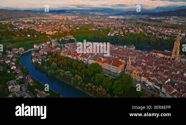 Aerial view over the city of Bern the capital city of Switzerland the ...