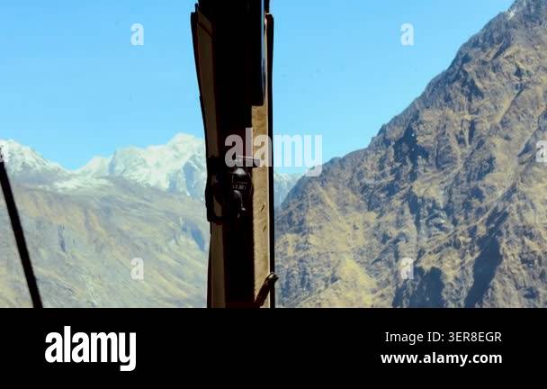 Scenic view of Himalaya from inside of the Helicopter of Kedarnath ...