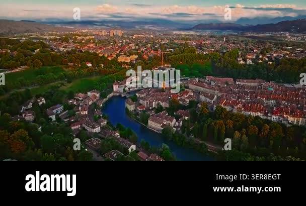 Aerial view over the city of Bern the capital city of Switzerland the ...