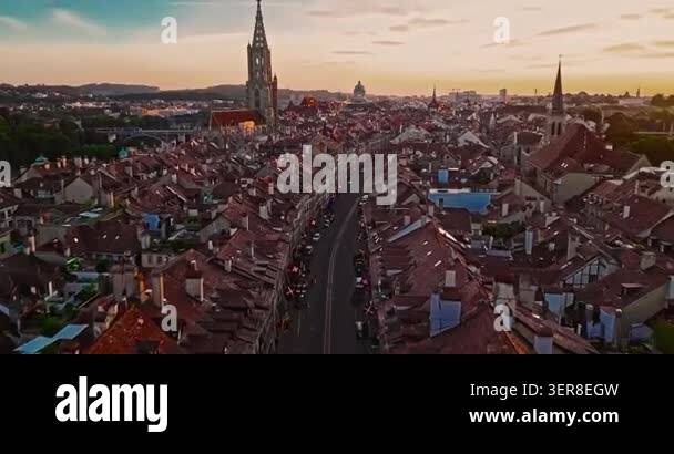 Aerial view over the city of Bern the capital city of Switzerland the ...