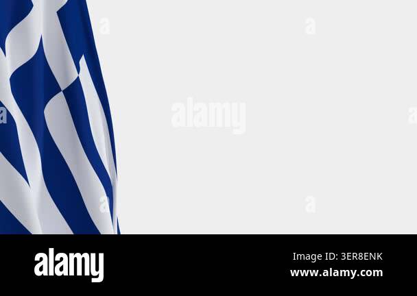 Greece Flag on Left Side, Waving National Symbol with Copy Space - 3D ...