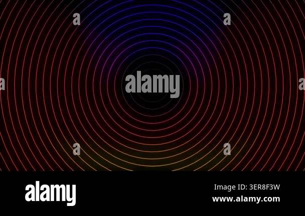 Concentric rings pulse with gradient colors. Red fades into blue, then ...