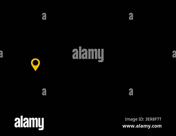 Map location pin icon animation on dark background navigation gps ...
