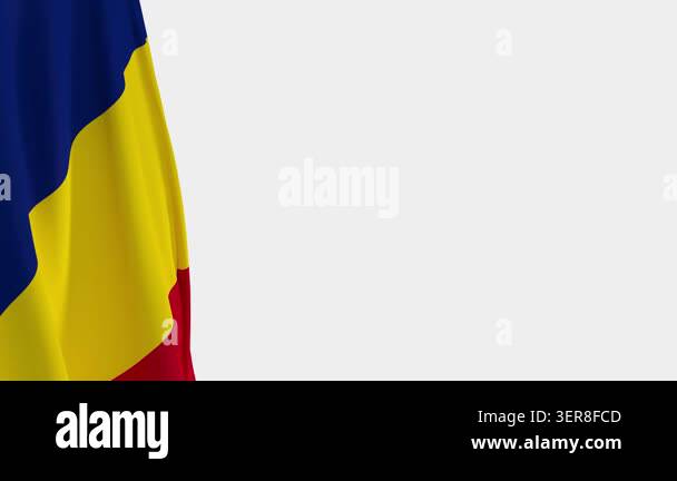 Romania Flag on Left Side, Waving National Symbol with Copy Space - 3D ...