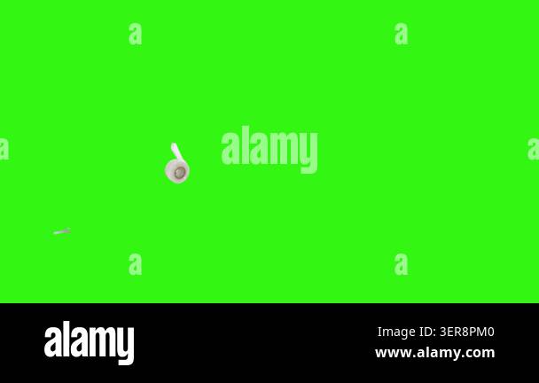 Various plumber tools and supplies falling against a bright green ...