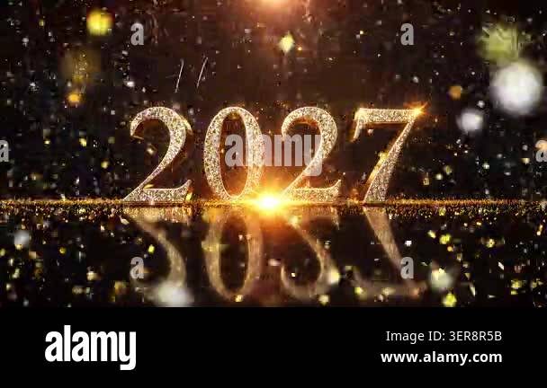 2027 New Year Celebration Golden 3D Numbers Motion Background with ...