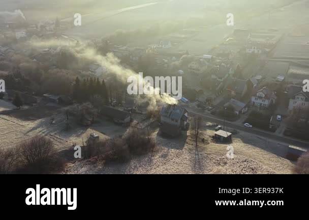 Aerial view of homes showing energy use and pollution Stock Video ...