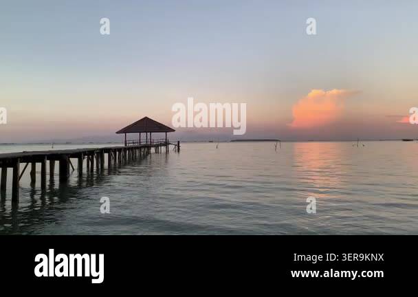 4K sunset footage at Tanjung Lesung Beach, Banten, Indonesia, featuring ...