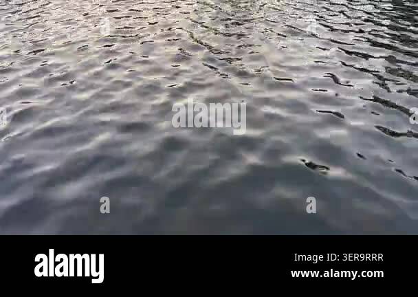 High angle shot of continuous water surface ripples shivering and ...