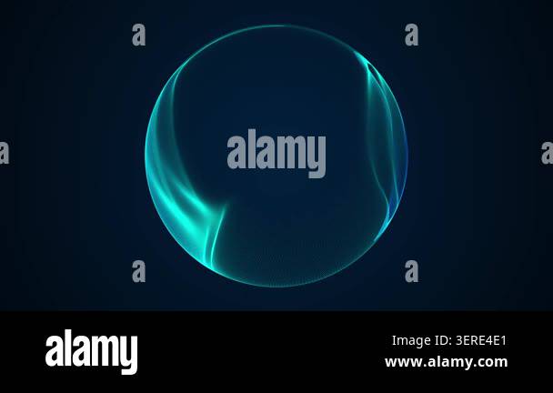 Teal AI data sphere with smooth flowing mesh bands and a deep navy ...