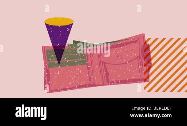 Risograph Wallet with geometric shapes animation. Moving object in ...