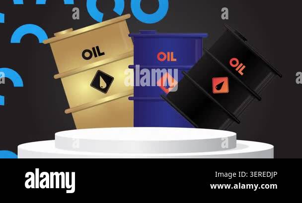 Mockup product display with Oil Barrel. Animation cylinder pedestal ...